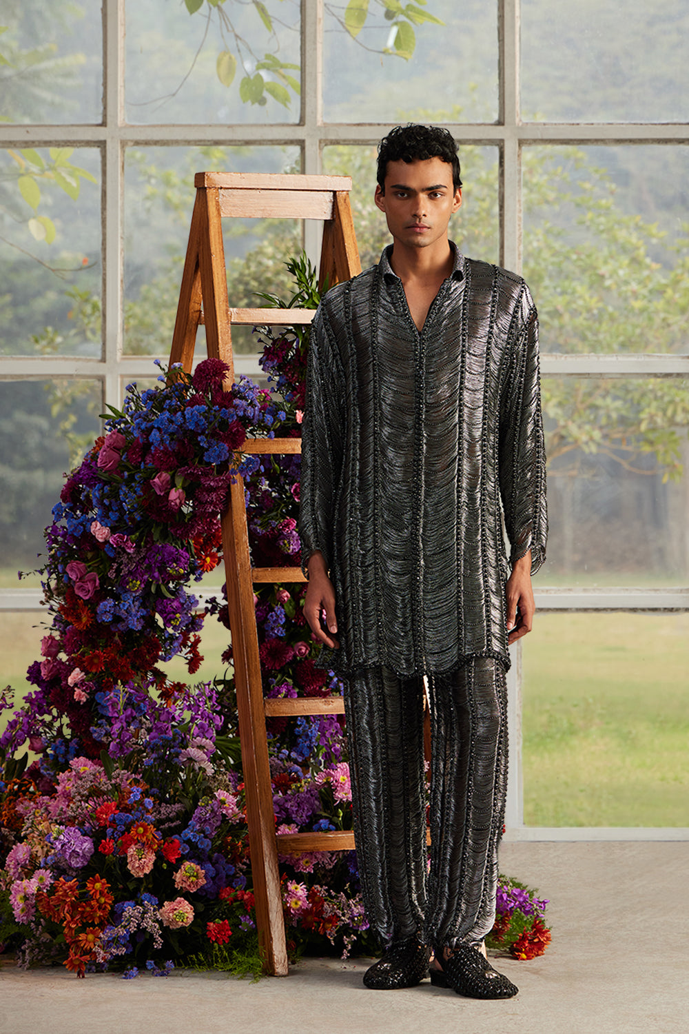 Metallic Thread-Shred Beaded Co-ord Set available only at Shivan and ...