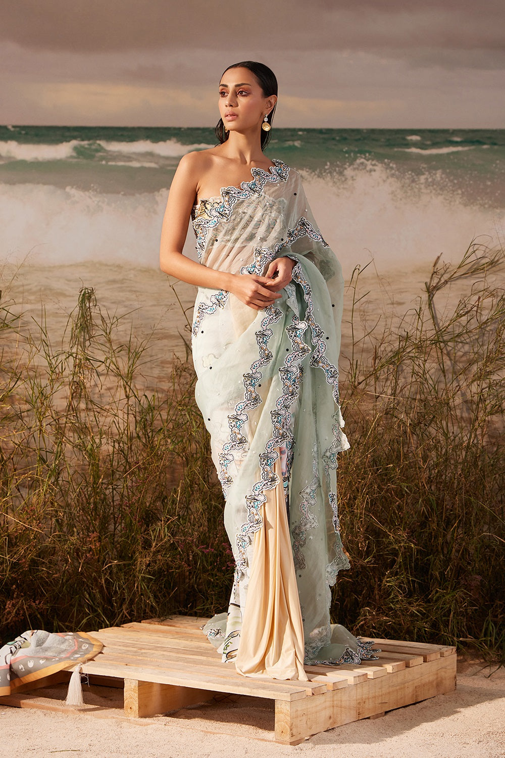 Saun FinnScallop Tailored Sari available only at Shivan and Narresh ...
