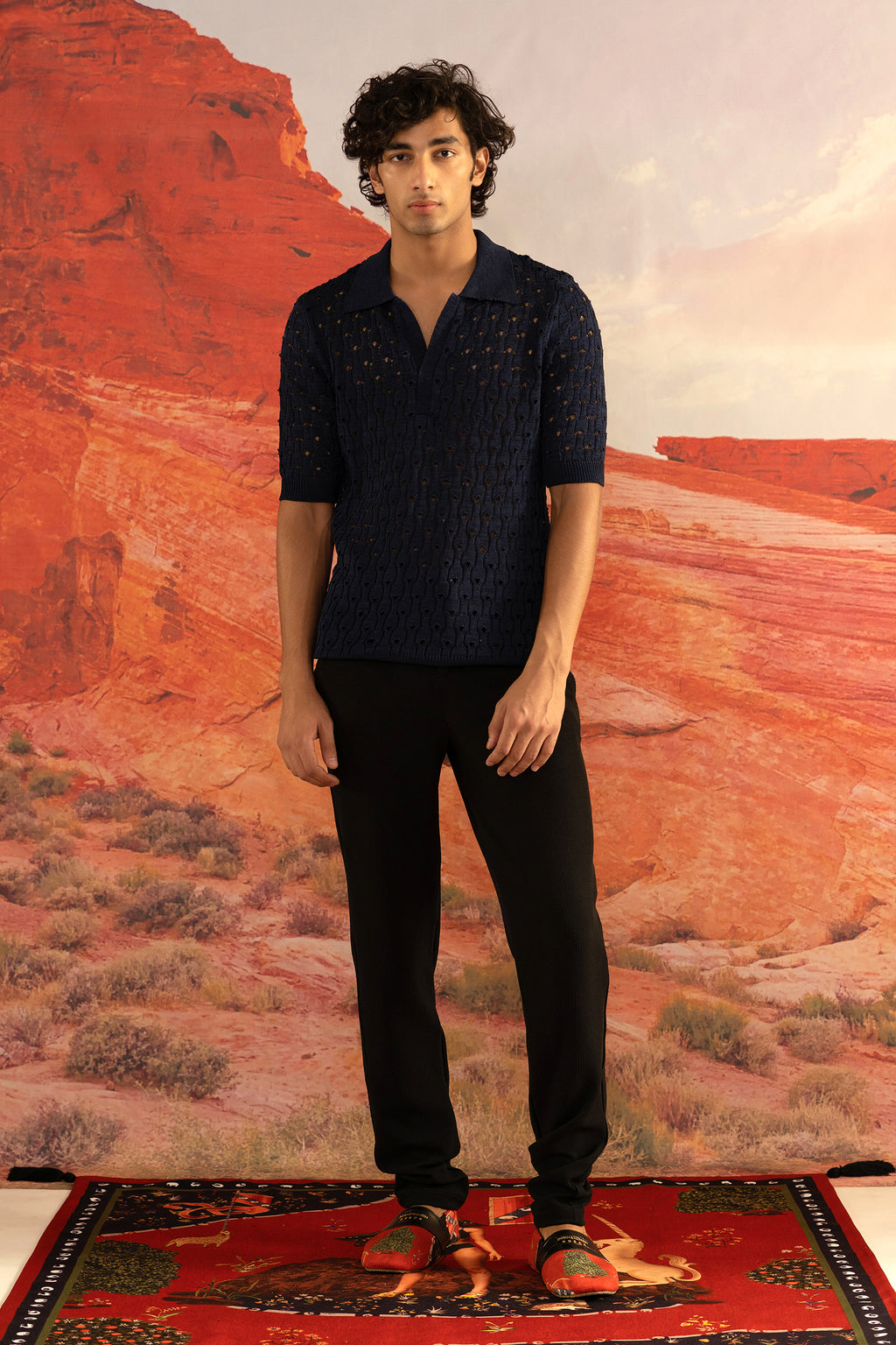 Sapphire Buttonhole Lace Knitted Polo available only at Shivan and ...